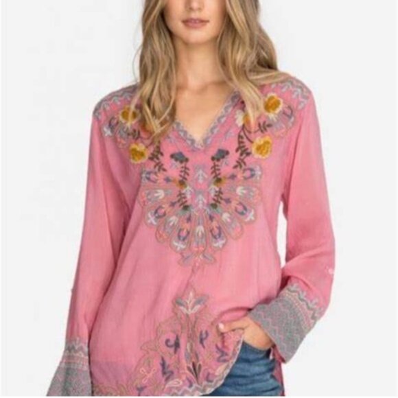 Johnny Was | Tops | Johnny Was Large Mariejade Embroidered Floral Tunic ...